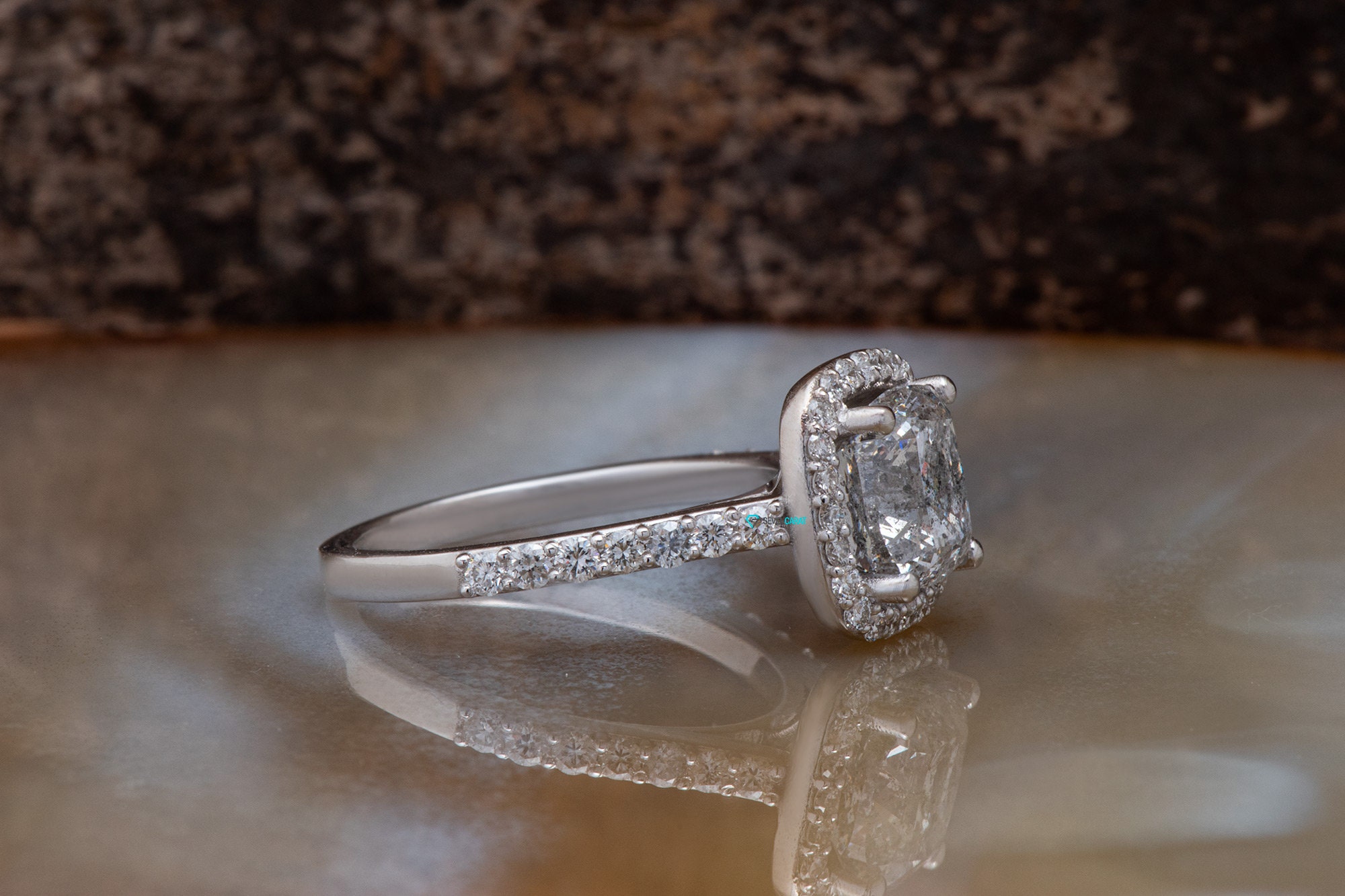 Square Halo Diamond Ring, Square Engagement Ring, Vintage Style ...