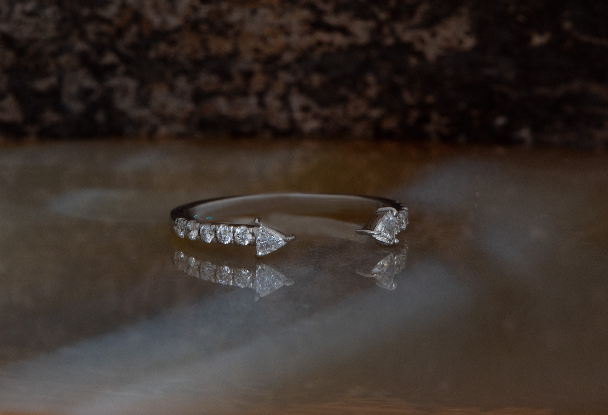 Triangle ring-Triangle diamond ring-Curved ring-Wedding | Etsy