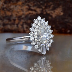 Vintage Style Diamond Engagement Ring, Gatsby Ring, 1.5 Carat Diamond ...