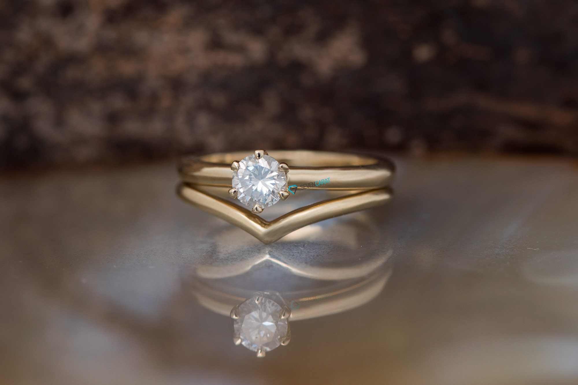 White sapphire wedding ring set-Dainty wedding set-Yellow Gold | Etsy