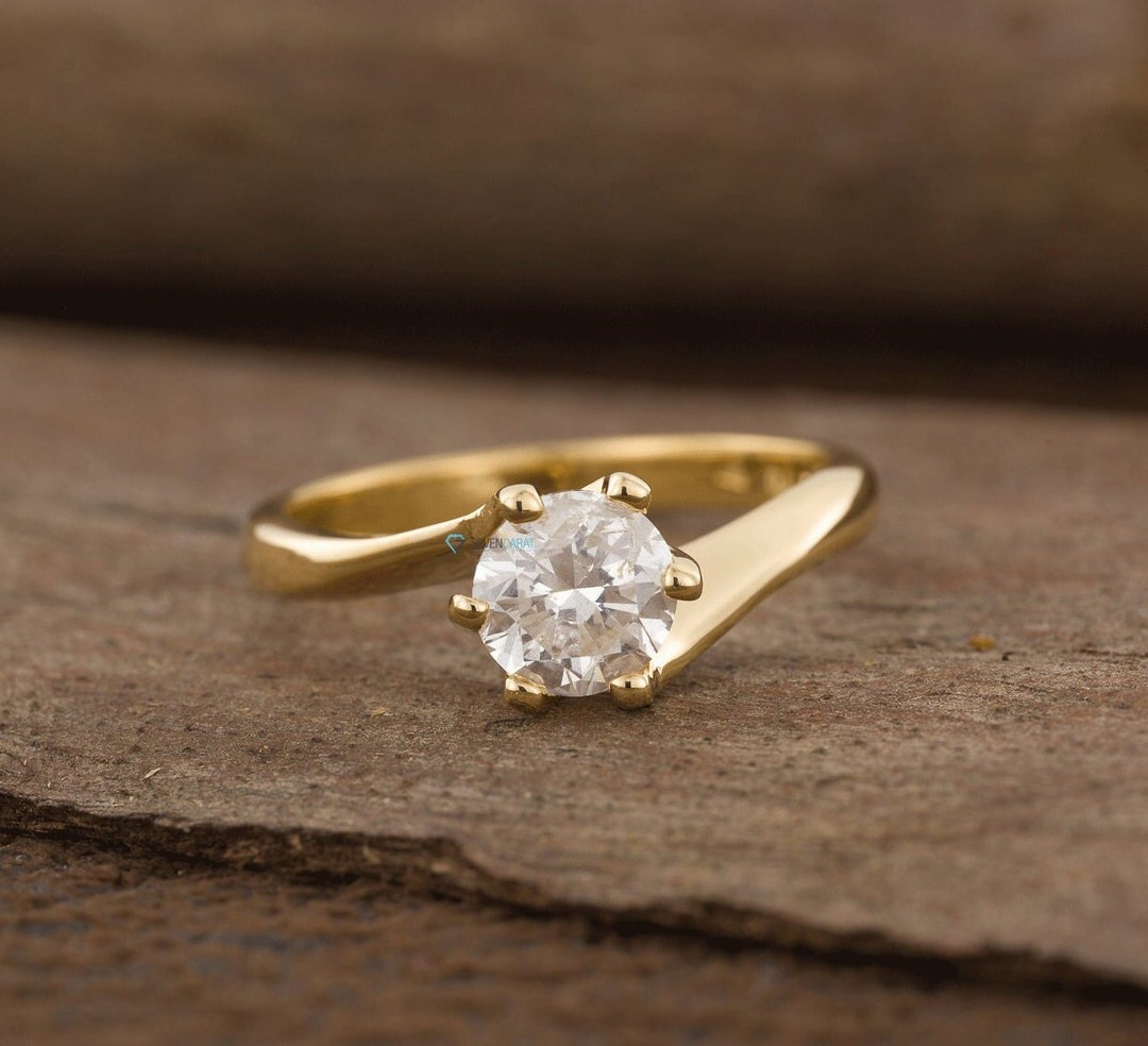 Gold Solitaire Ring-1 Ct Solitaire Engagement Ring-solitaire Ring ...