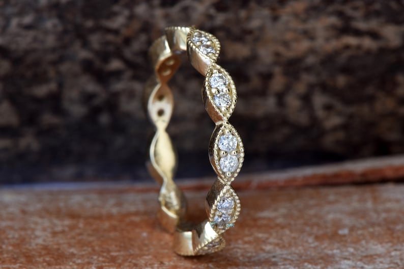 Nesting Ring-diamond Band Vintage-eternity Wedding - Etsy