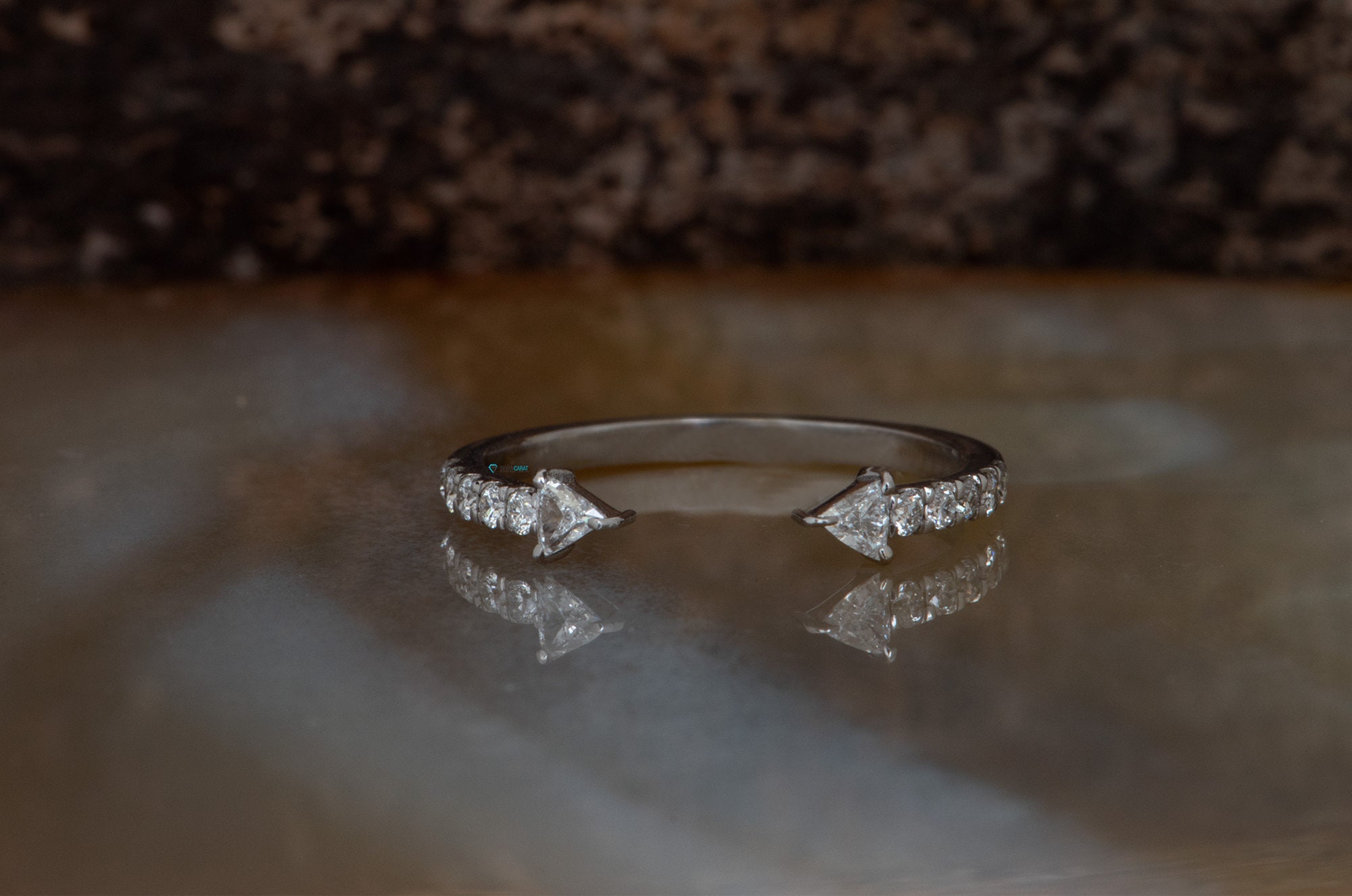 Triangle ring-Triangle diamond ring-Curved ring-Wedding | Etsy