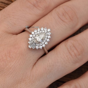 Vintage Diamond Engagement Ring -promise Ring-pear Shaped Diamond ...