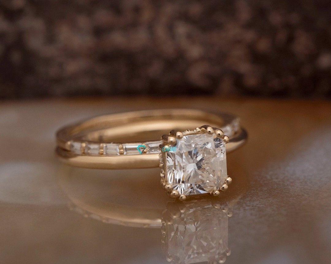 1.5 Ct Radiant-gold Solitaire-solitaire Diamond Ring-radiant Wedding ...