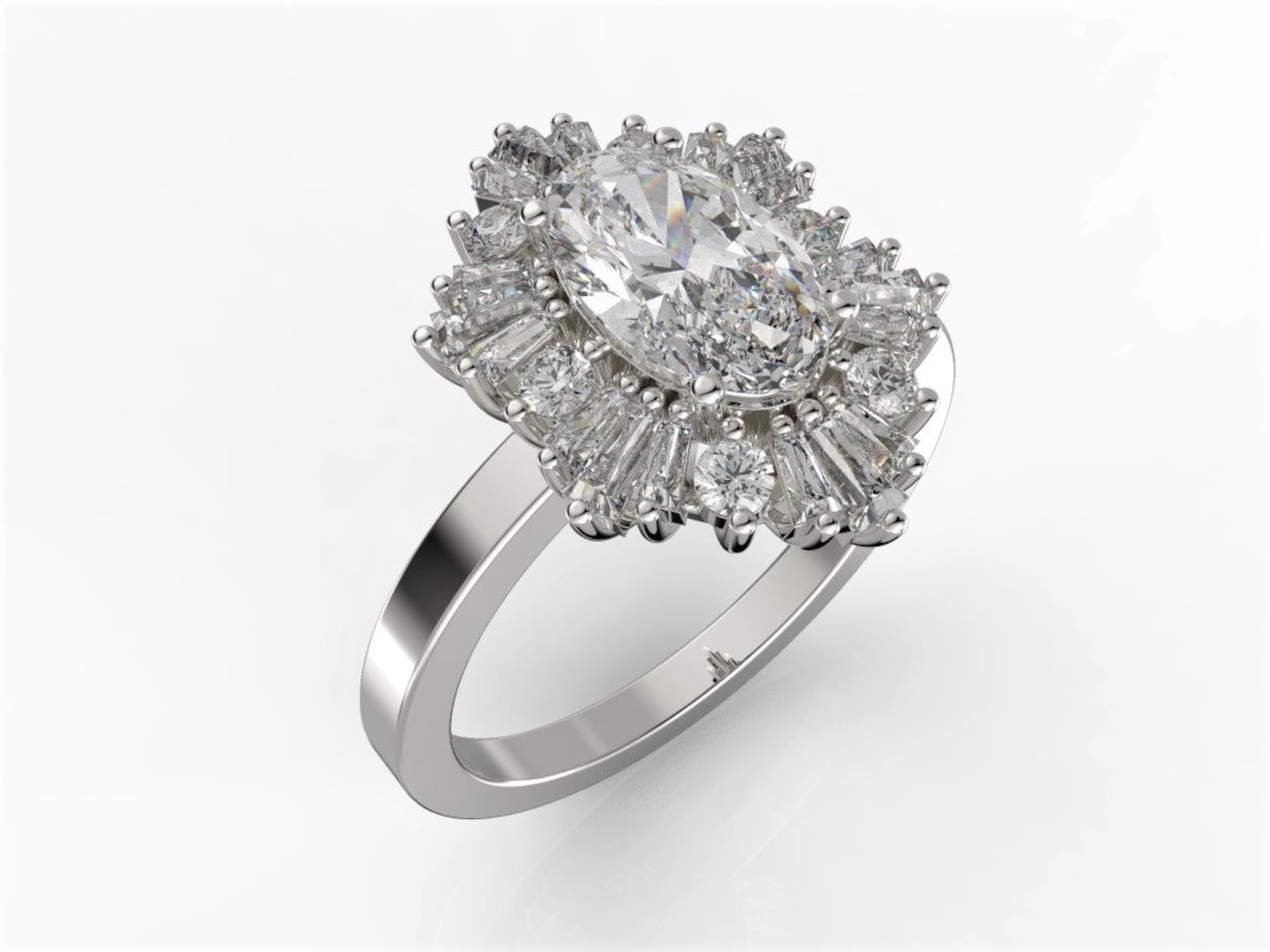 Oval Diamond Engagement Ring Gatsby Ring Sunburst Ring Art - Etsy