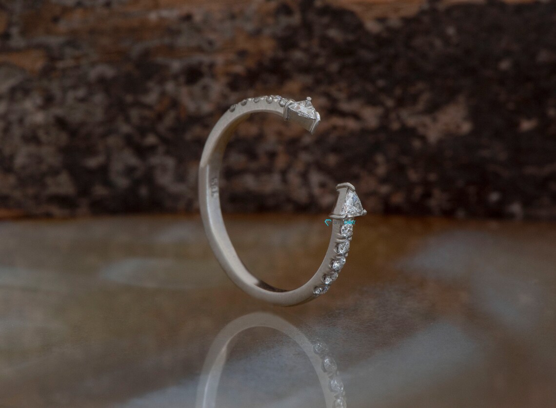 Triangle Ring-triangle Diamond Ring-curved Ring-wedding | Etsy