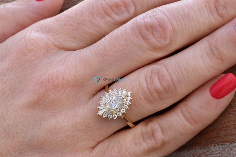 Ballerina Ring, Gatsby Ring, Vintage Style Diamond Engagement Ring, Art ...