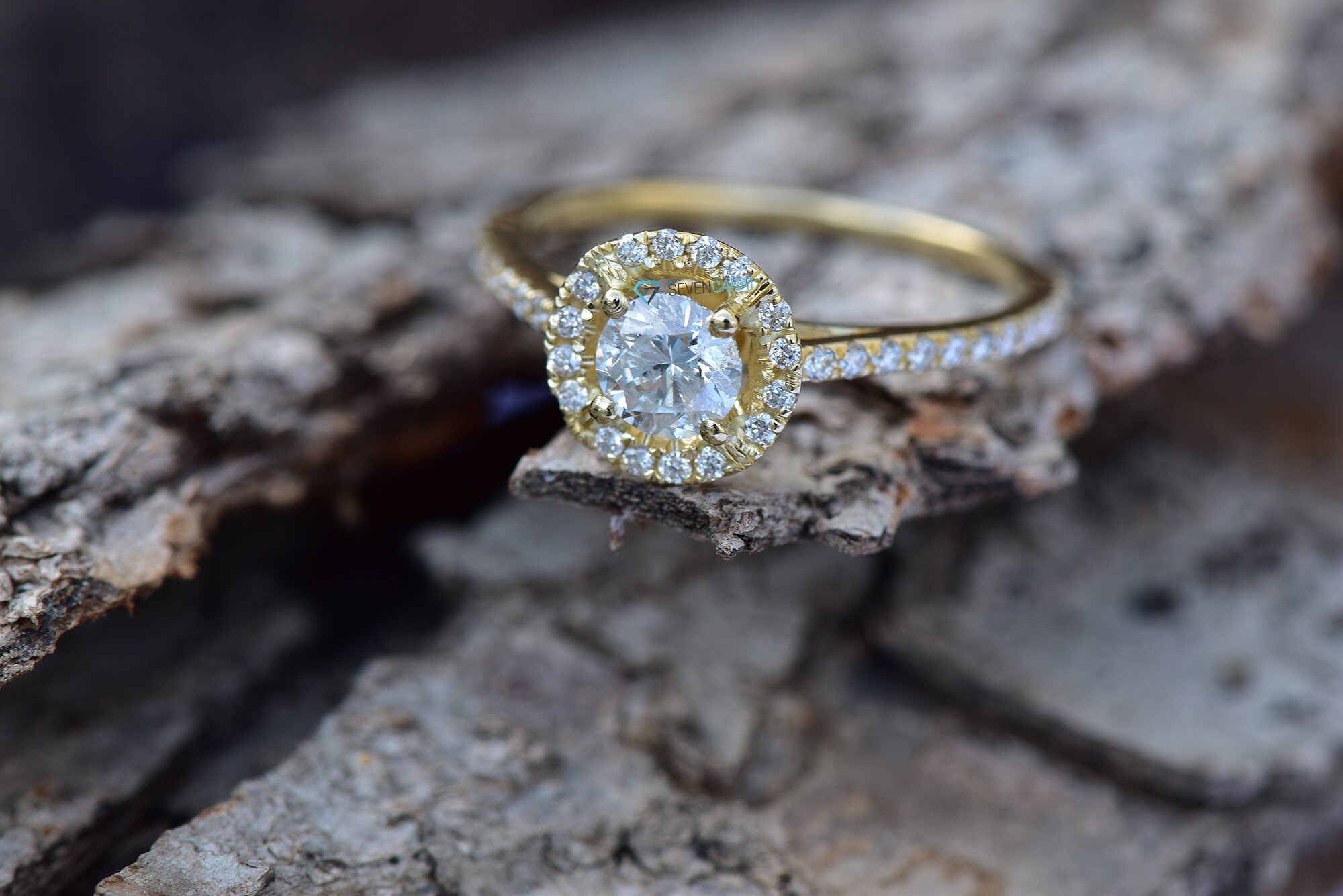 Halo Wedding Ring-diamond Engagement Ring-solid Gold | Etsy