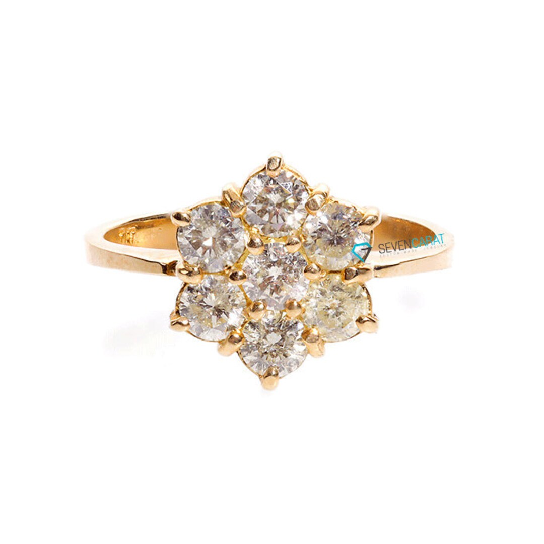 Flower Diamond Ring, 14K Gold Flower Ring, Flower Engagement Ring, Art ...