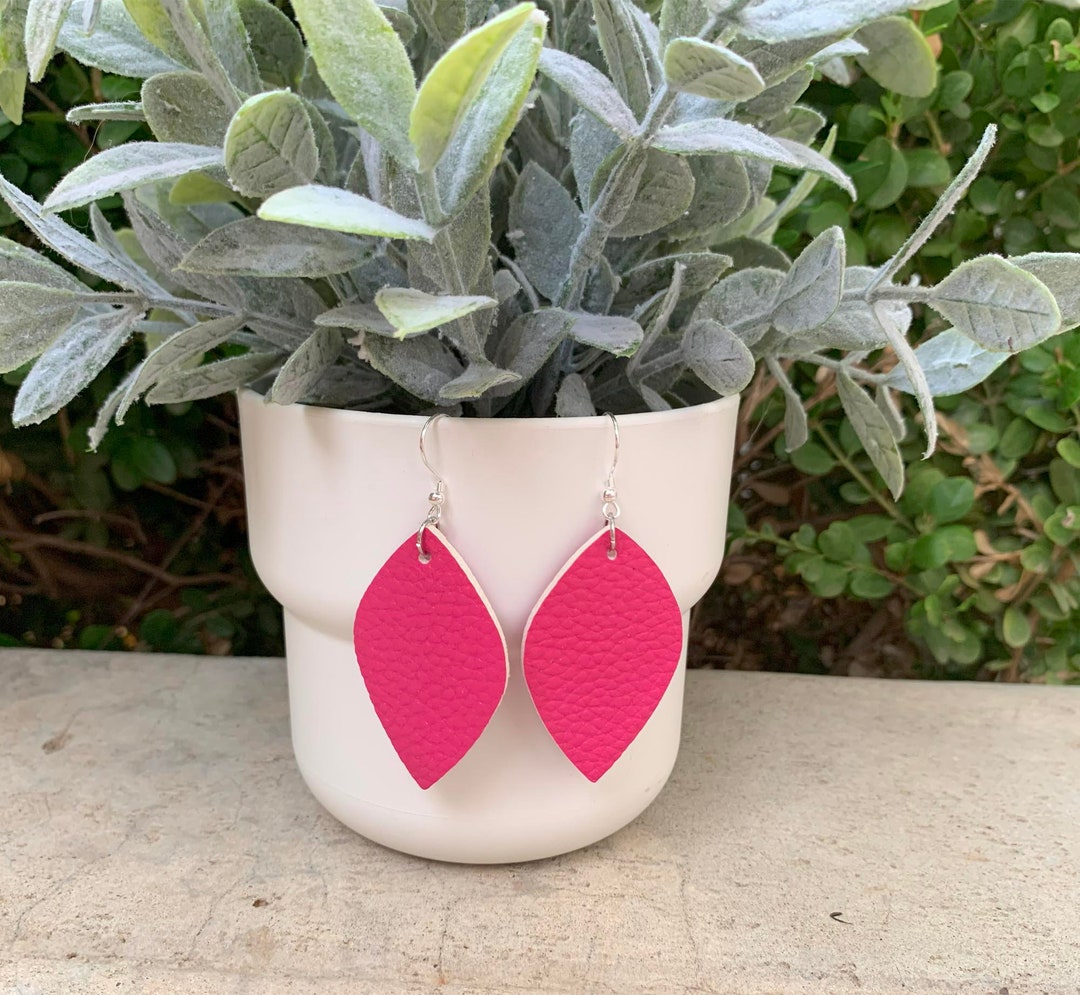 Faux Leather Pointed Tear Drop Gold Hook Earrings New - Etsy