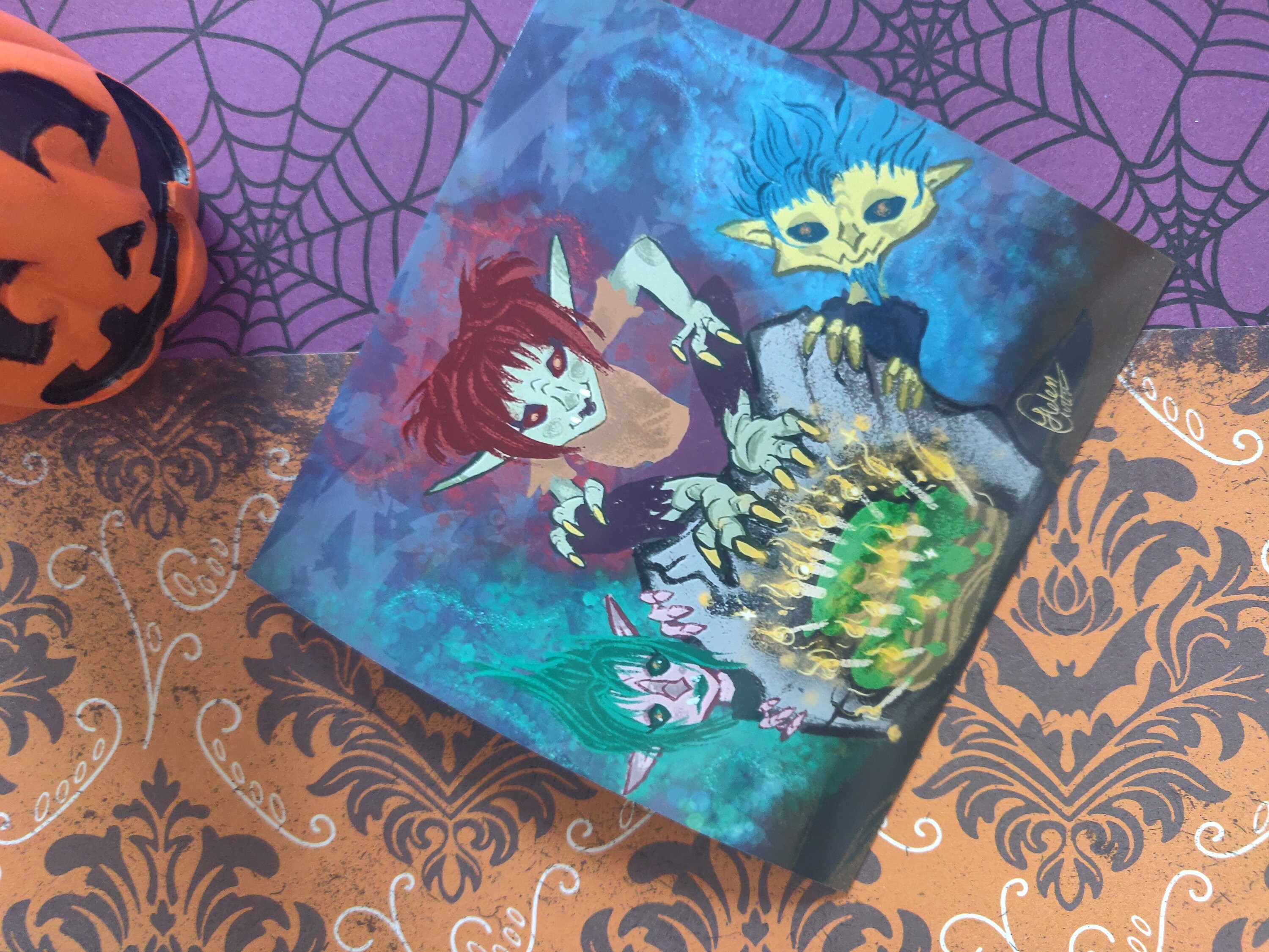 Ghoulies 4x4" Mini Art Print | Spooky Art | Halloween Decor - Etsy