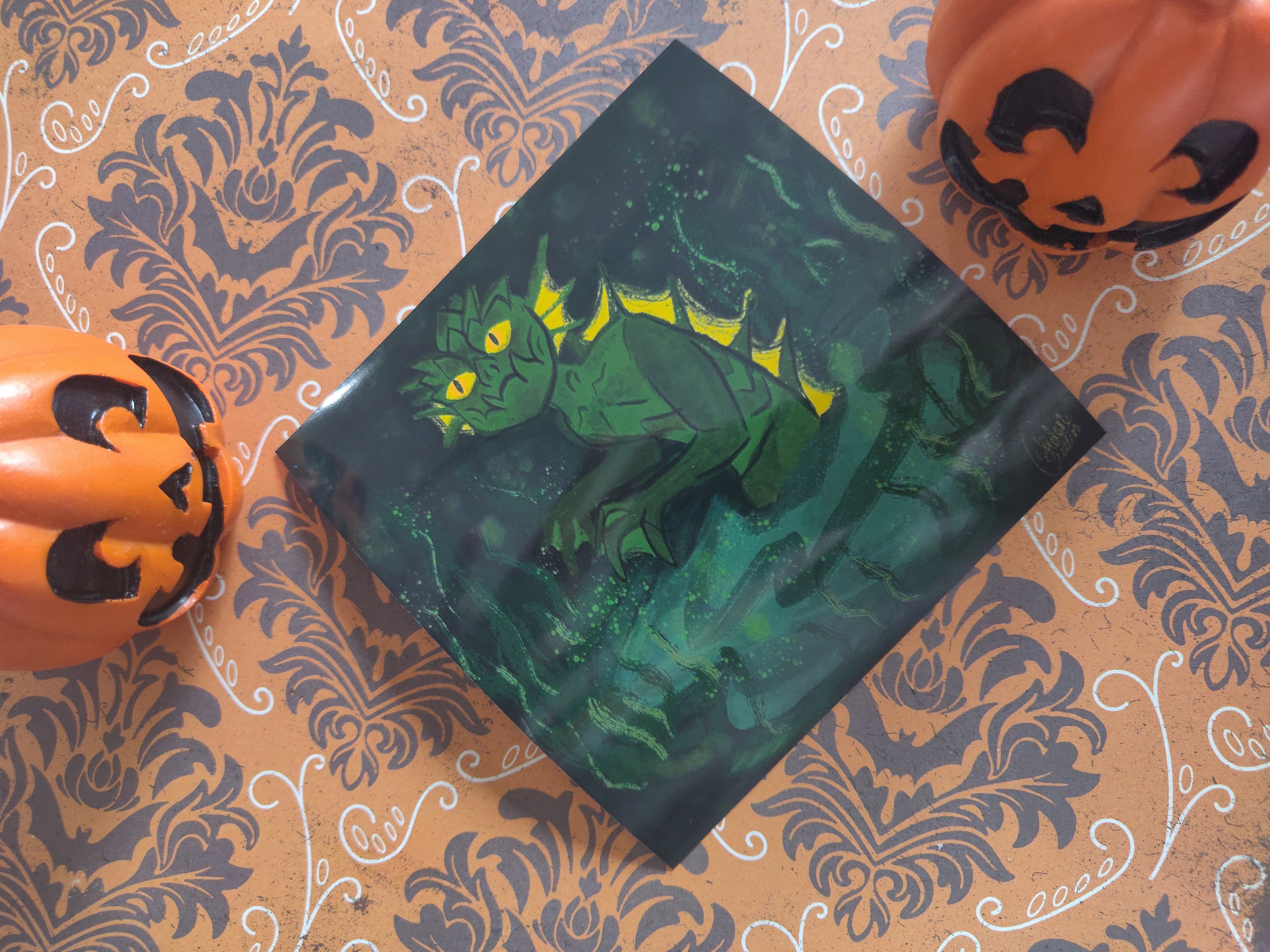 Black Lagoon 4x4" Mini Art Print | Spooky Art | Halloween Decor - Etsy