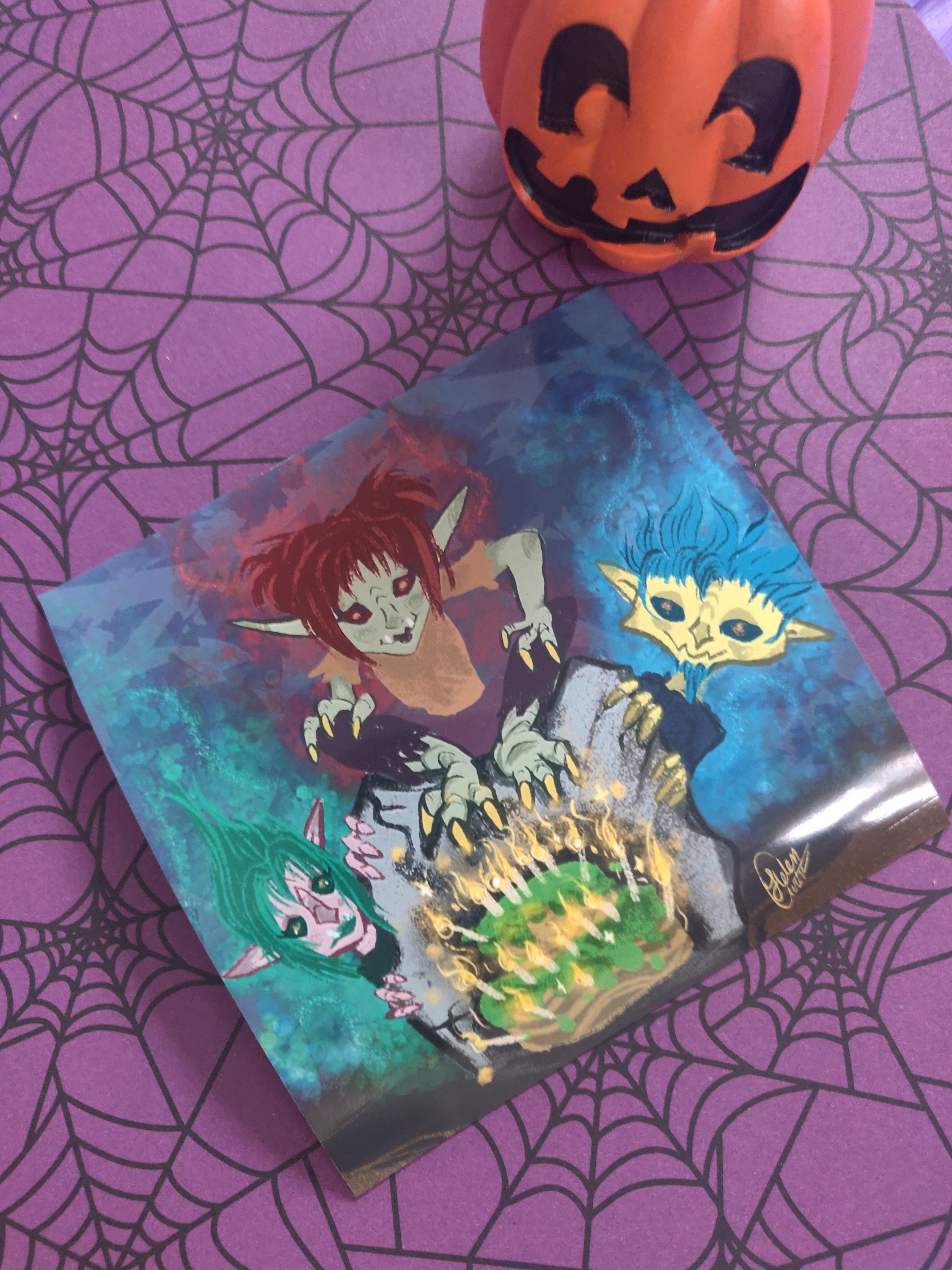 Ghoulies 4x4" Mini Art Print | Spooky Art | Halloween Decor - Etsy