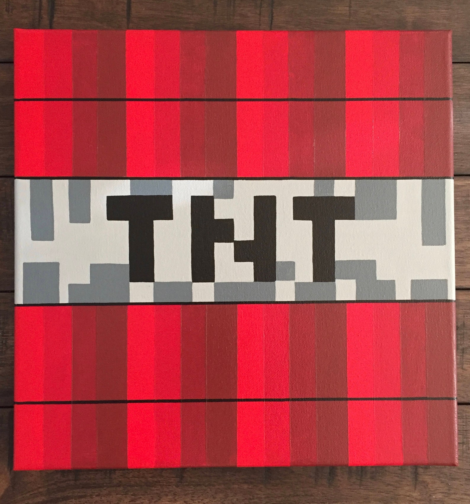 Hand Painted Pixel Art TNT Inspired by Minecraft | Etsy