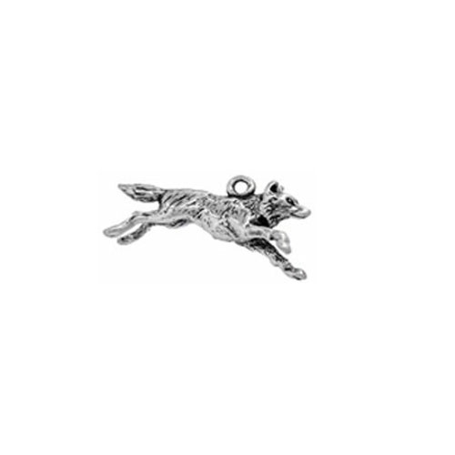 Sterling Silver Howling Wolf Charm With Bronze Moon Wolf - Etsy