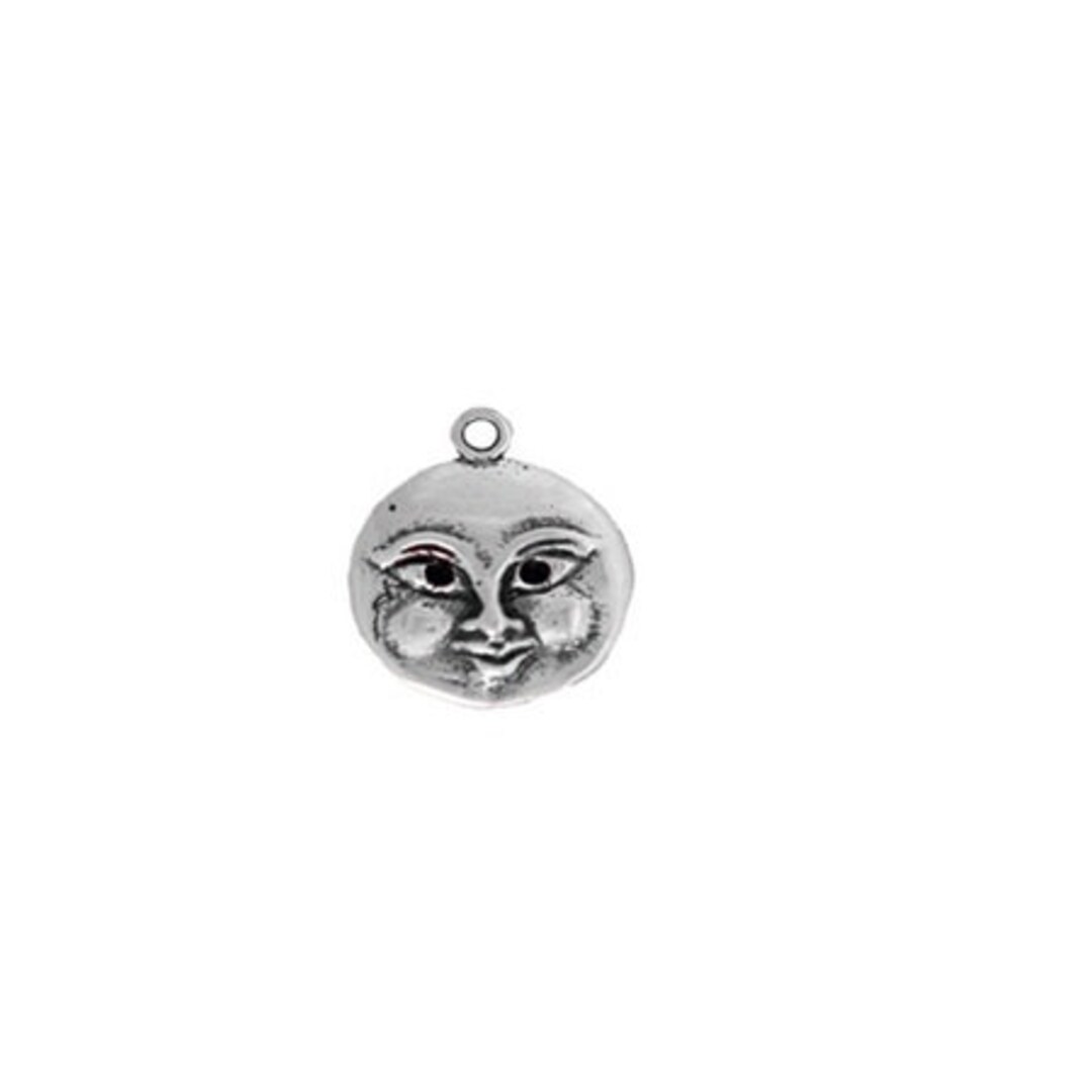 Moon Face Charm Sterling Silver, Celestial Jewelry, Full Moon Face ...
