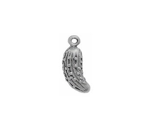 Sterling Silver Pickle Charm, Pickle Pendant, Food Charm, Cucumber ...