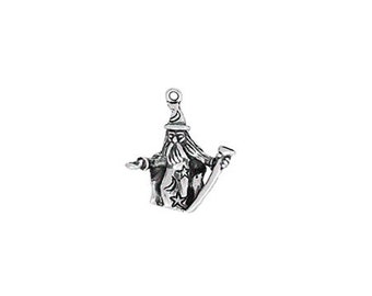 Sterling Silver WIZARD Charm - Etsy