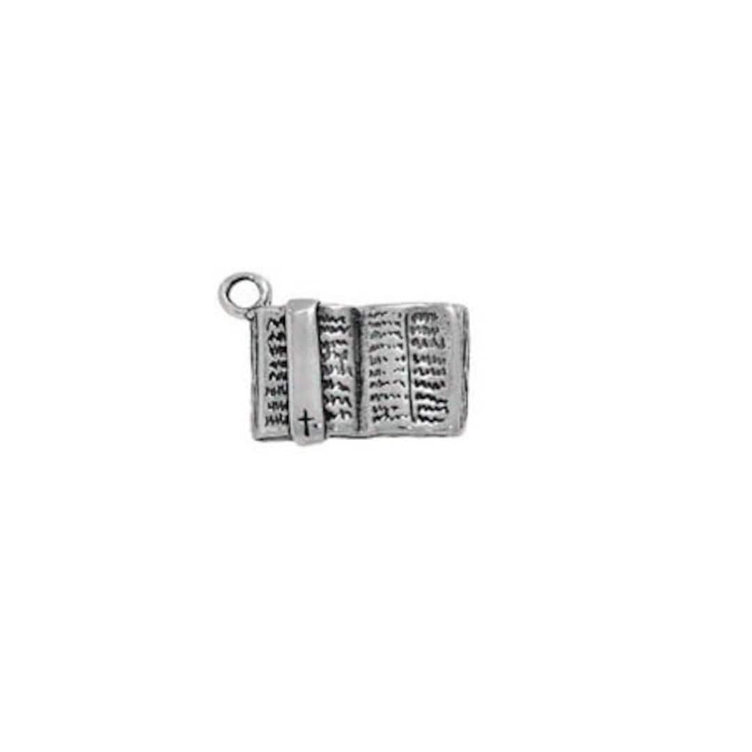 Sterling Silver Bible Charm, Religious Jewelry, Holy Bible Jewelry - Etsy