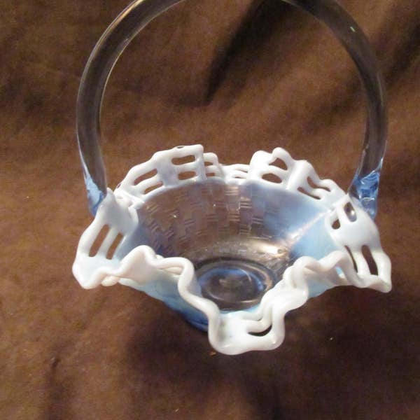 Fenton Blue Basket - Etsy