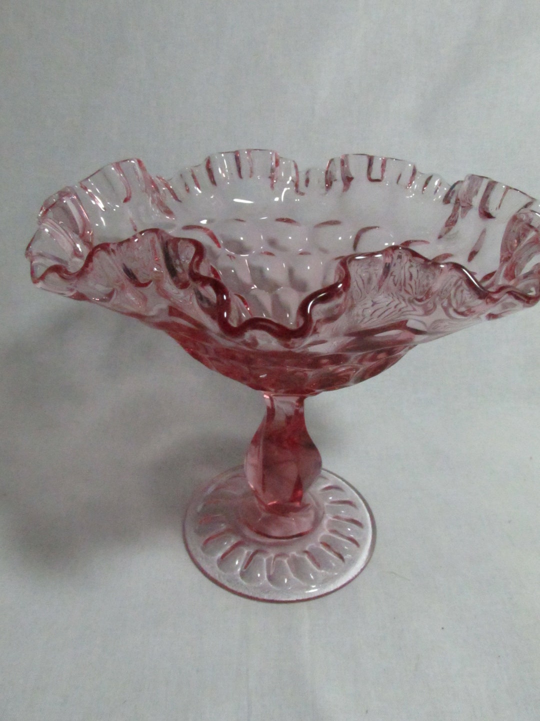 Fenton Colonial Pink Thumbprint Candy Compote - Etsy