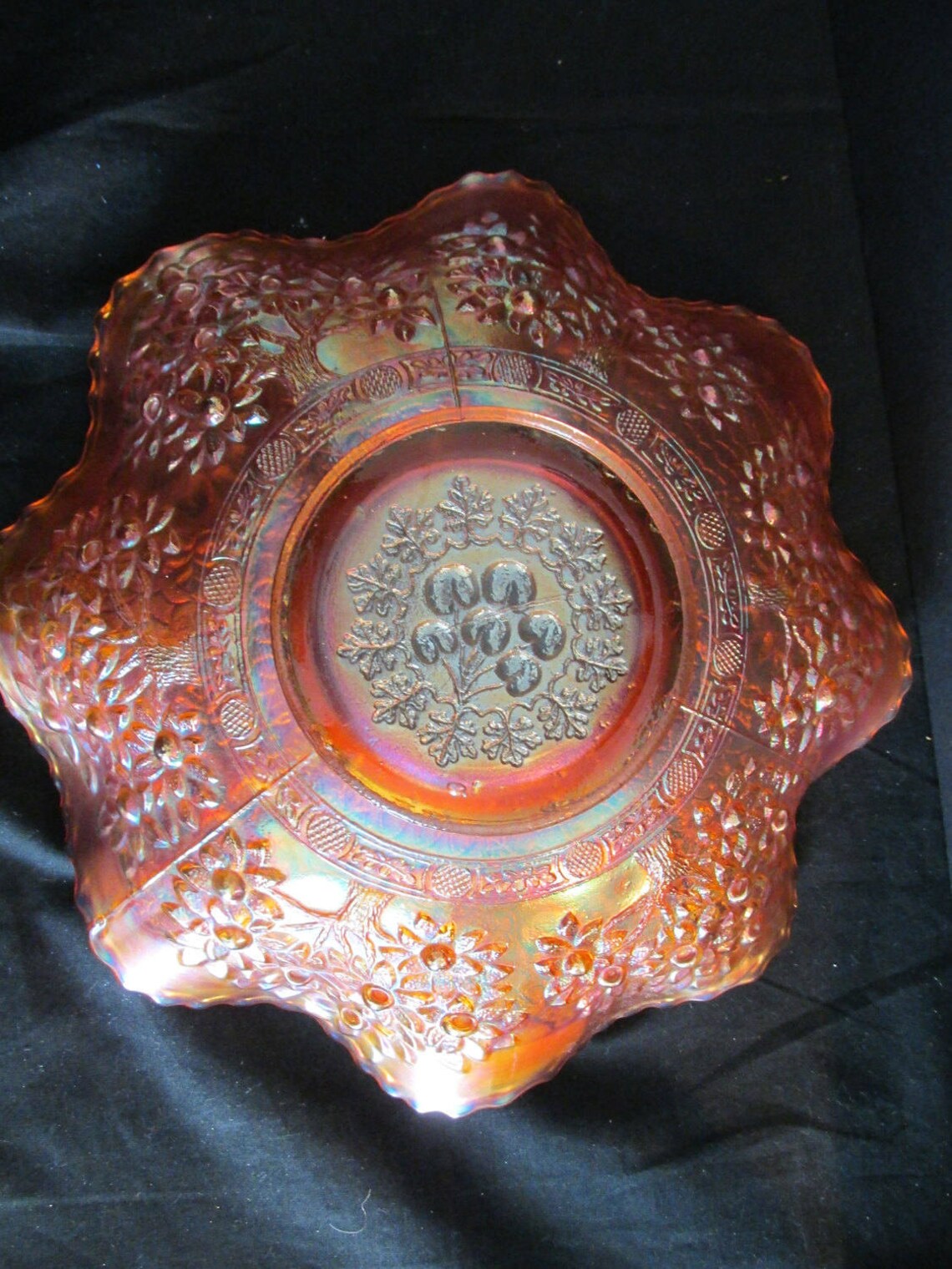 Fenton Cherry Chain Carnival Glass, Marigold Candy Dish - Etsy