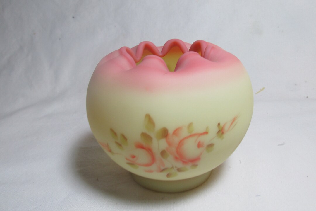 Fenton "rose" Pattern Hand Painted Burmese Rose Bowl Vase #7424RB - Etsy