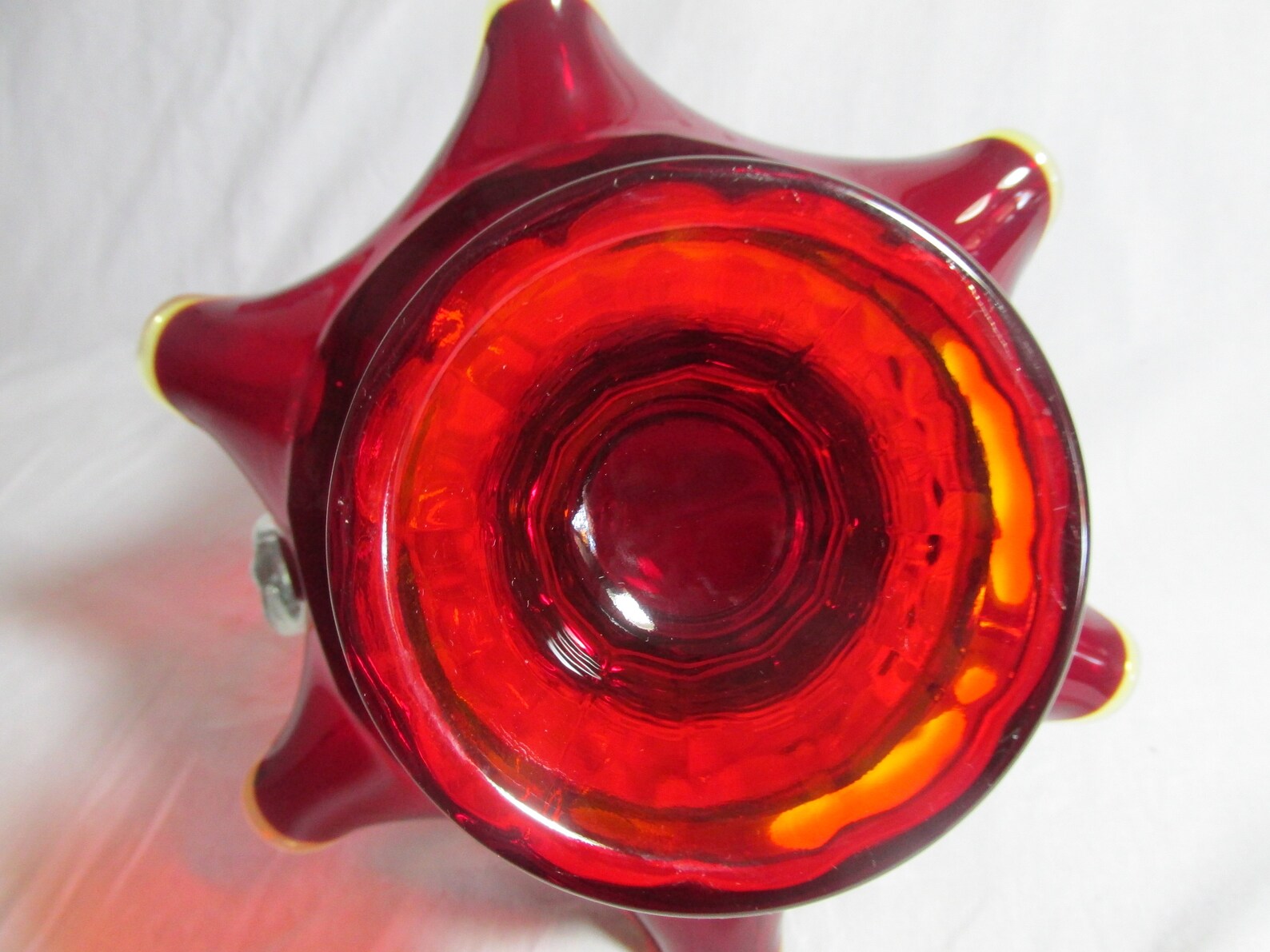 Viking Glass Georgian Ruby Red Basket With Clear Handle as Is | Etsy