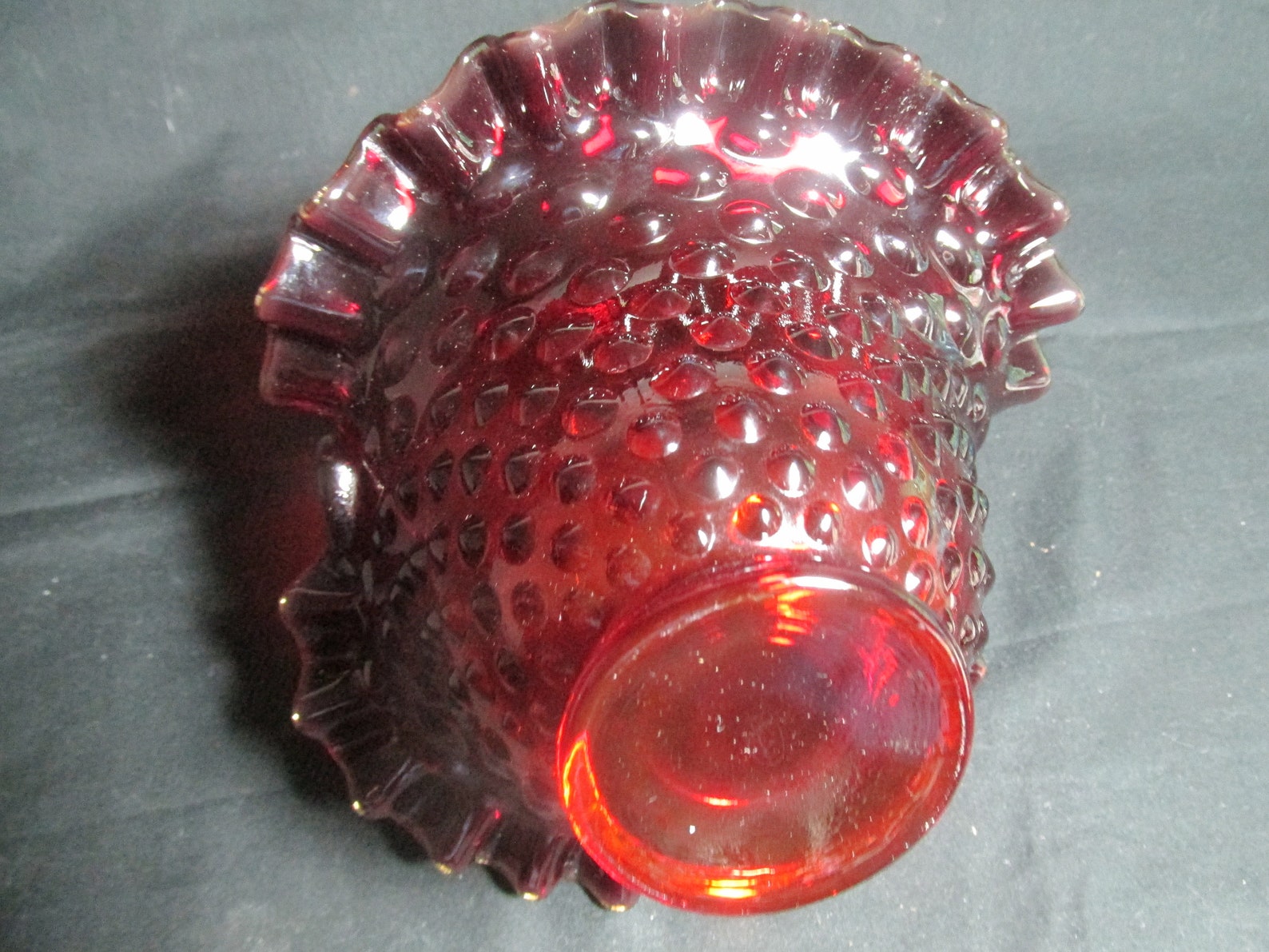 Fenton Ruby Red Hobnail Basket 1970s | Etsy