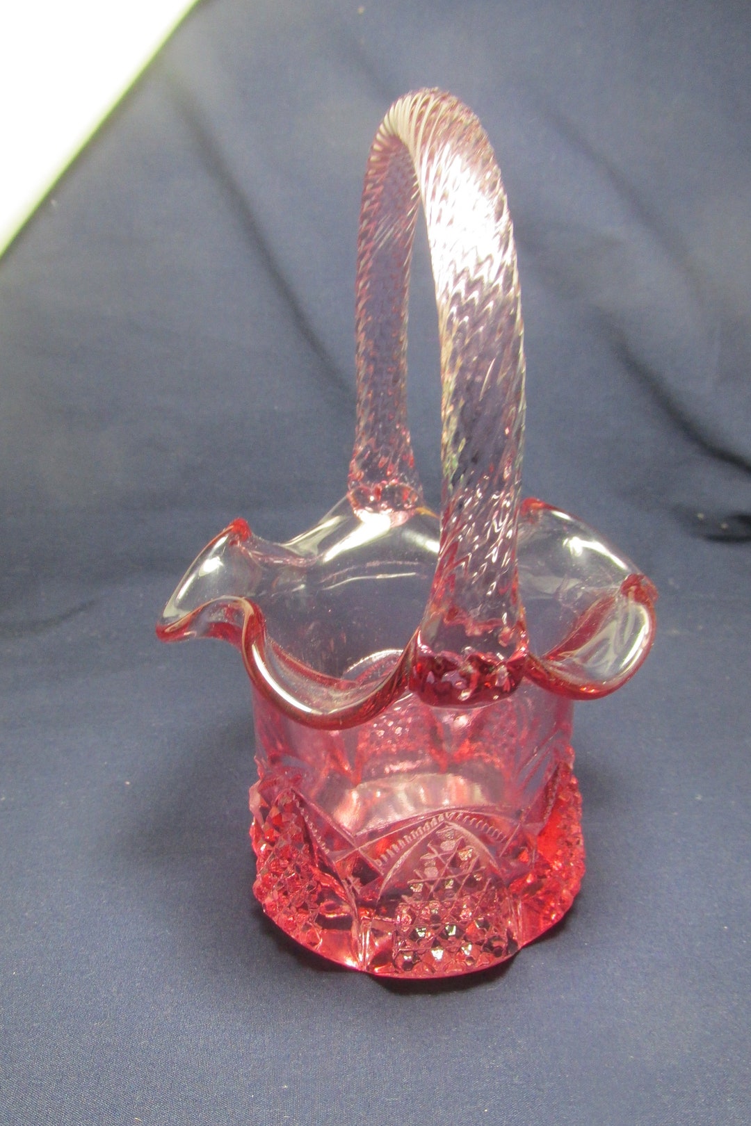 Fenton Colonial Pink Button and Arch Basket,#4637 - Etsy