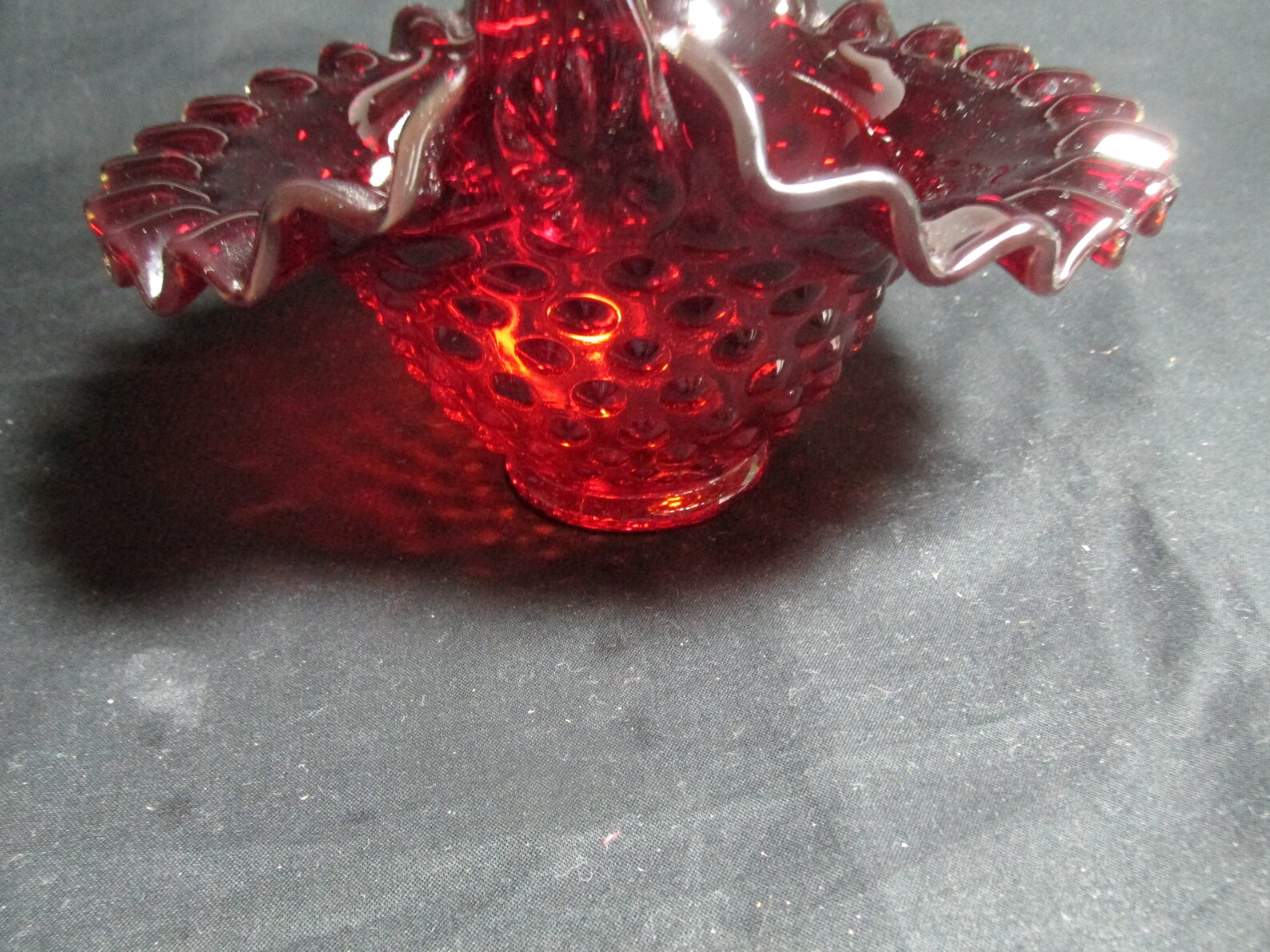 Fenton Ruby Red Hobnail Basket 1970s | Etsy