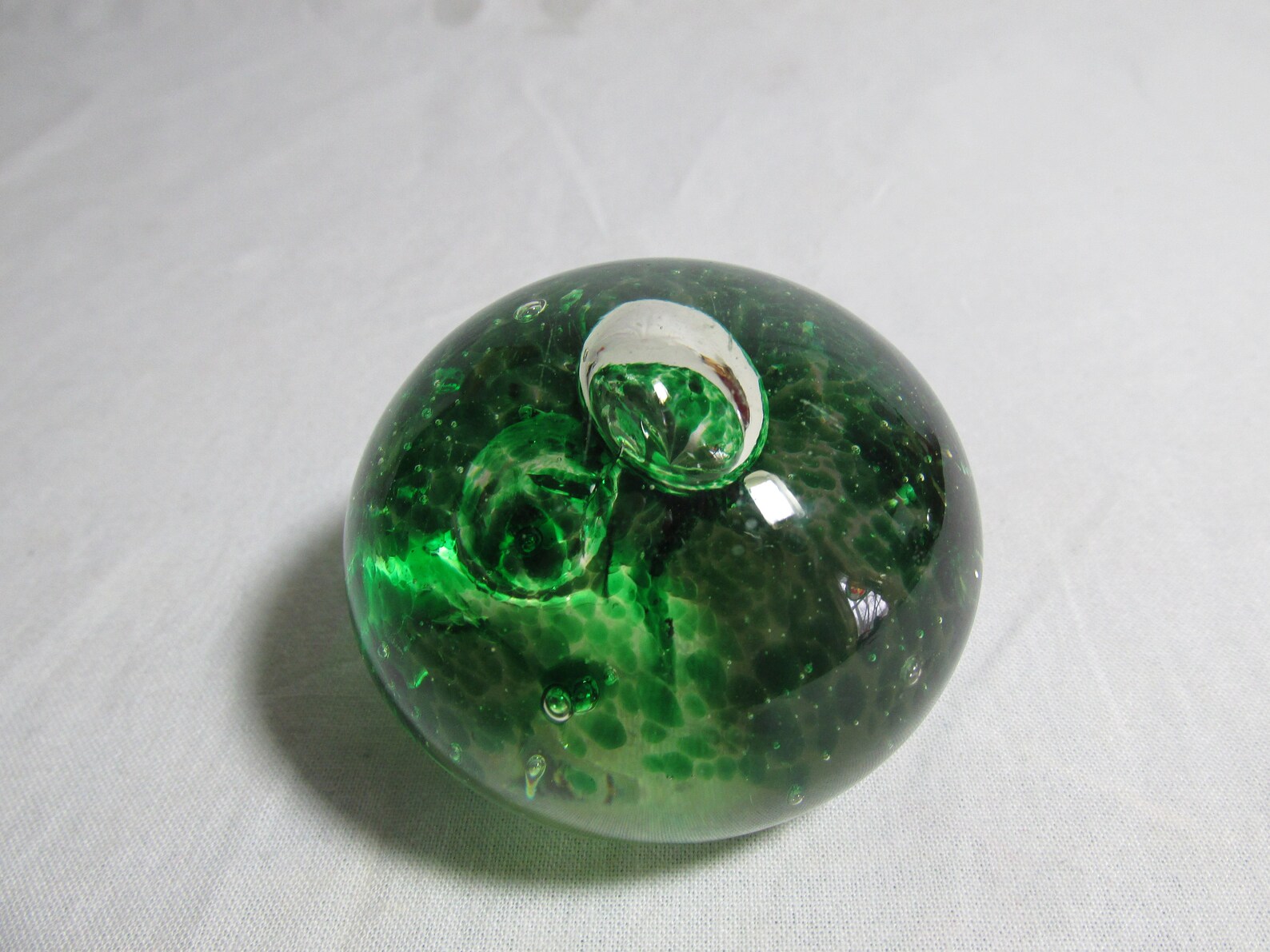 Kelley Green Paperweight 2 1/2 Inches Round Encased Bubble - Etsy