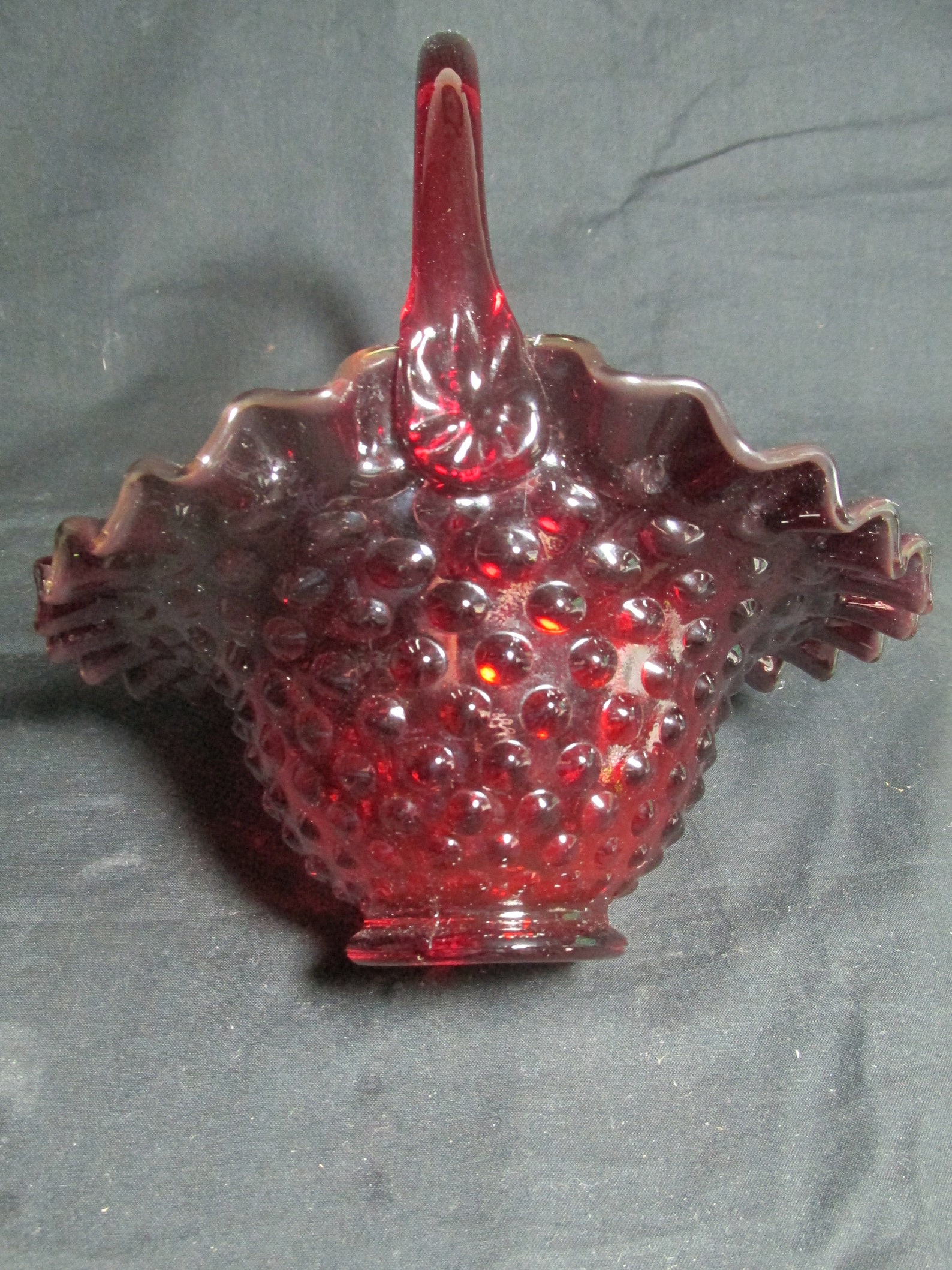 Fenton Ruby Red Hobnail Basket 1970s | Etsy
