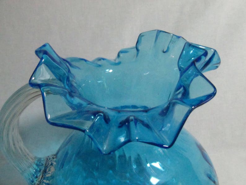 Beacon Glass Blue Inverted Coin Dot Glass Pitcher Hand Blown - Etsy