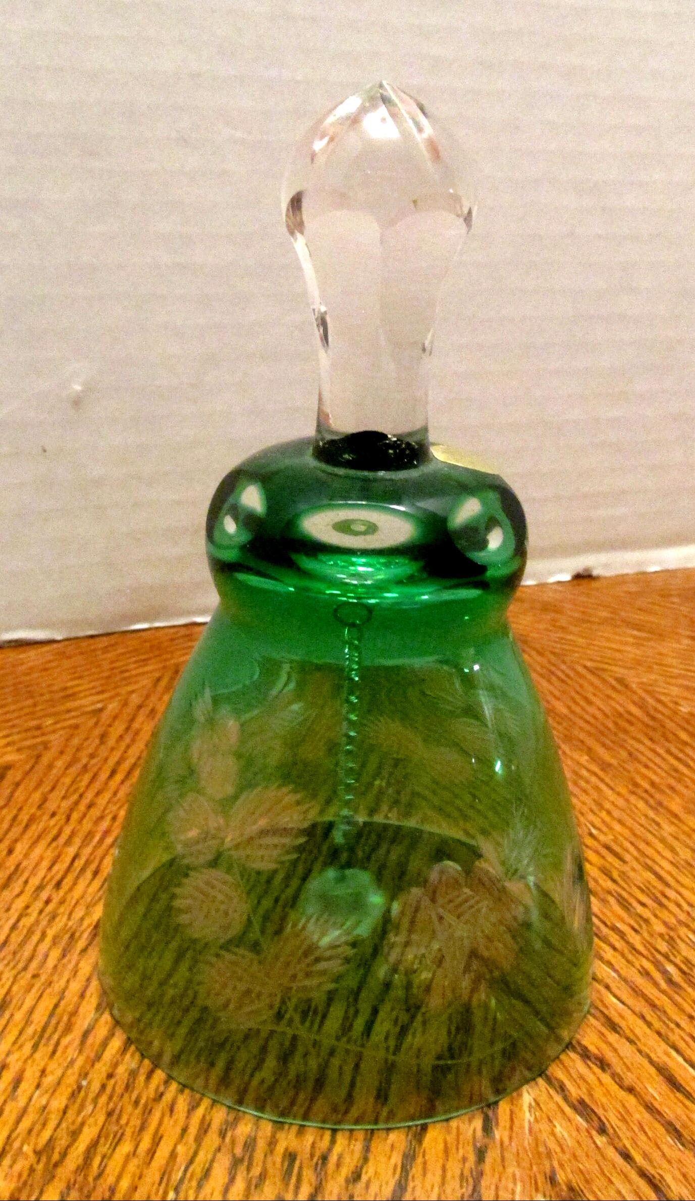 Emerald Flashing Green Bell With Etched Leaves and Flowers - Etsy