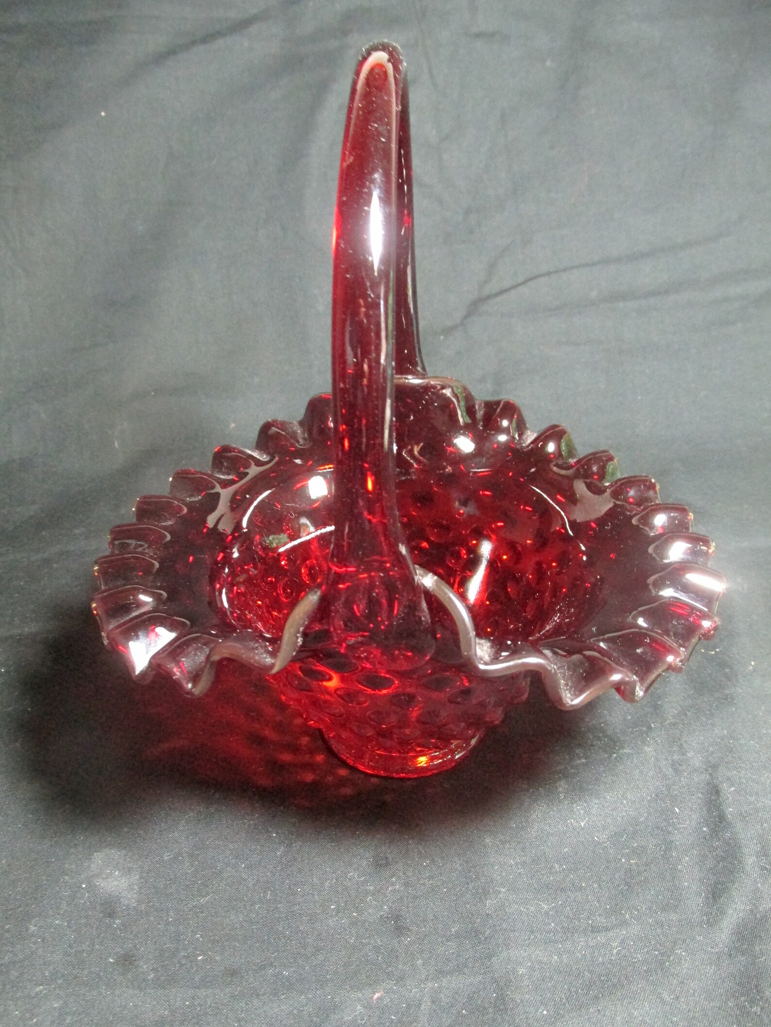 Fenton Ruby Red Hobnail Basket 1970s | Etsy