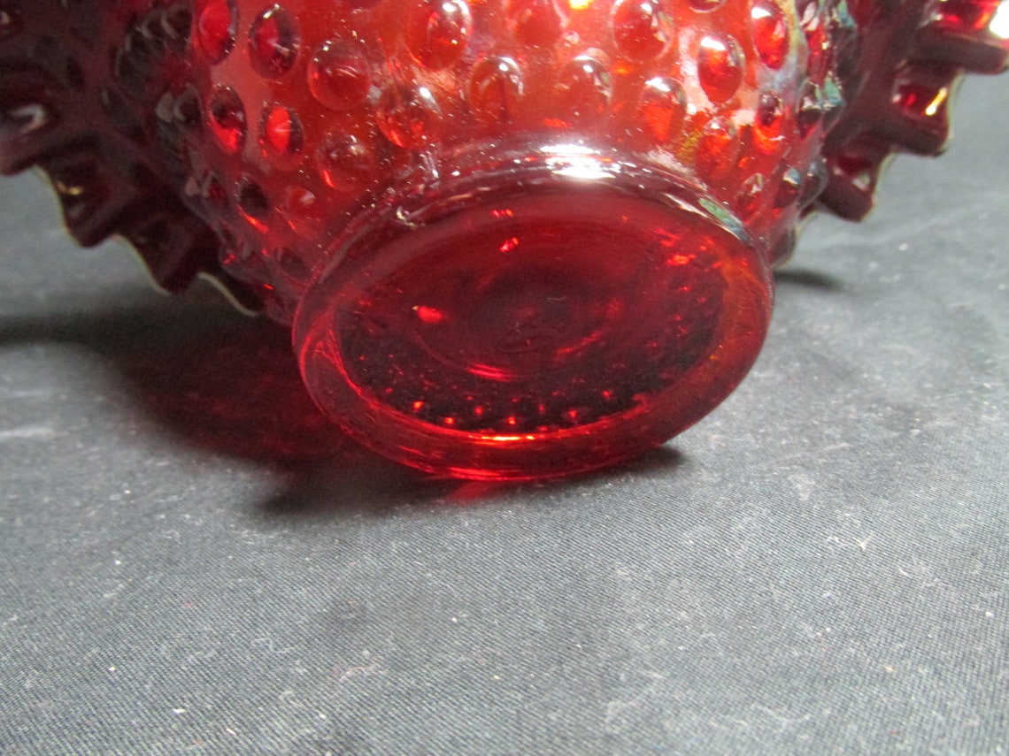 Fenton Ruby Red Hobnail Basket 1970s | Etsy