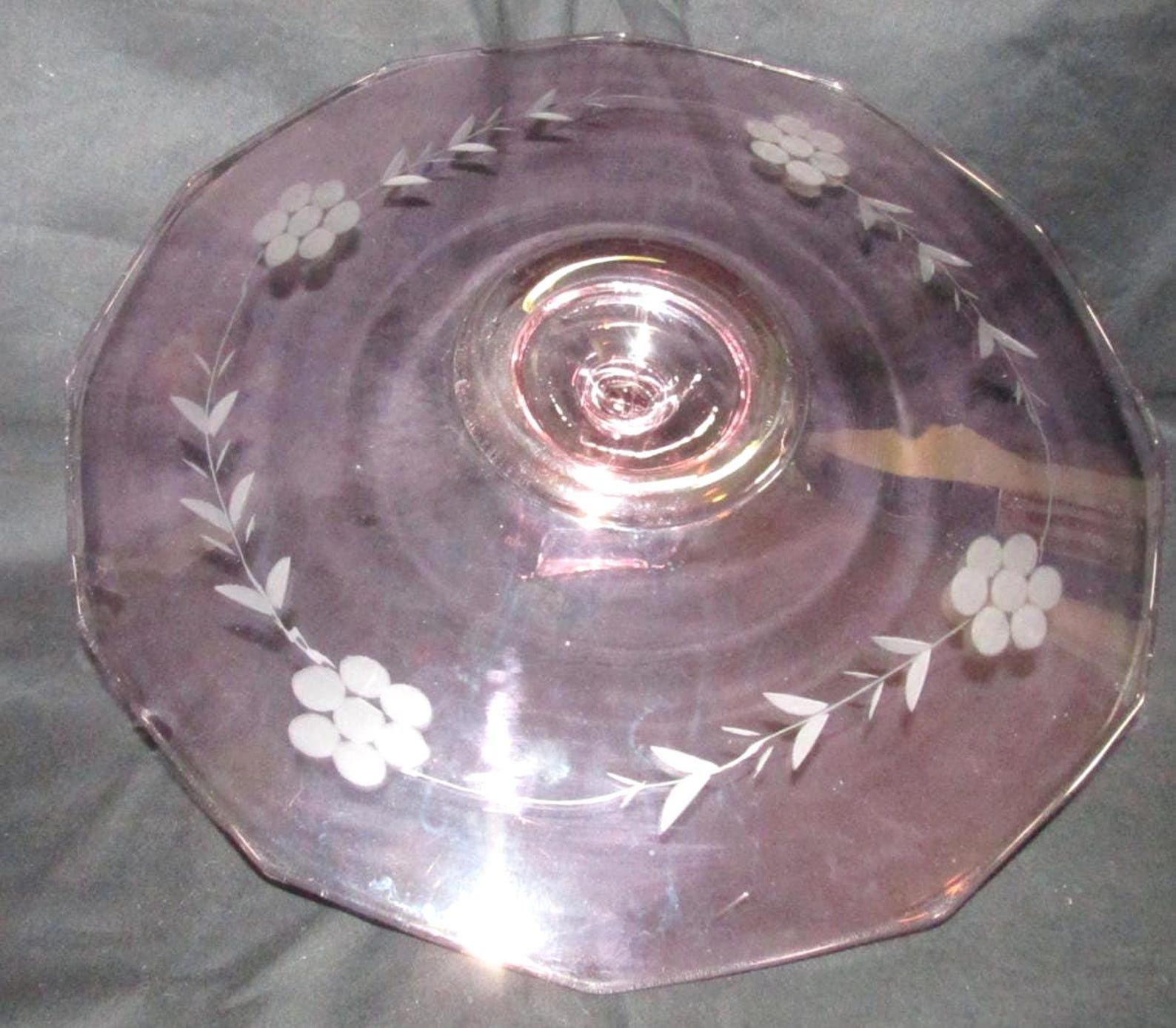Pink Depression Tidbit Sandwich Serving Tray With Center Handle and ...