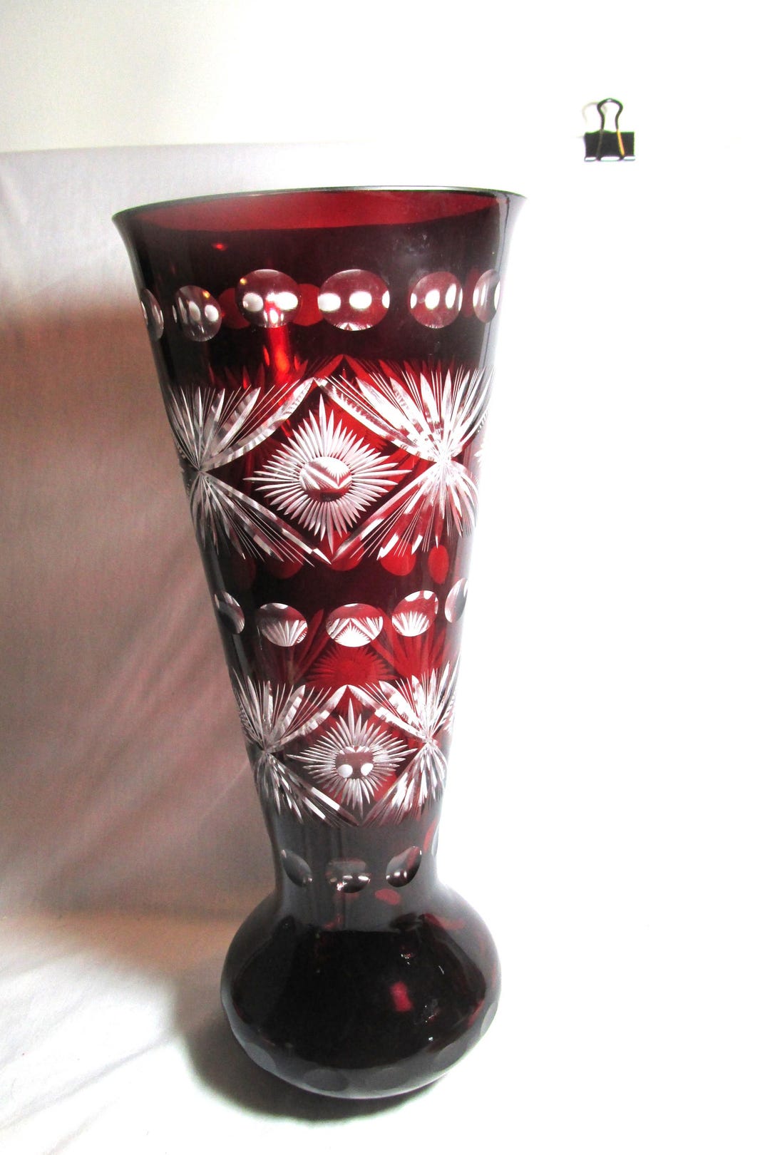 Bohemian Czech Republic 15 Inch Red Cut Glass Vase - Etsy