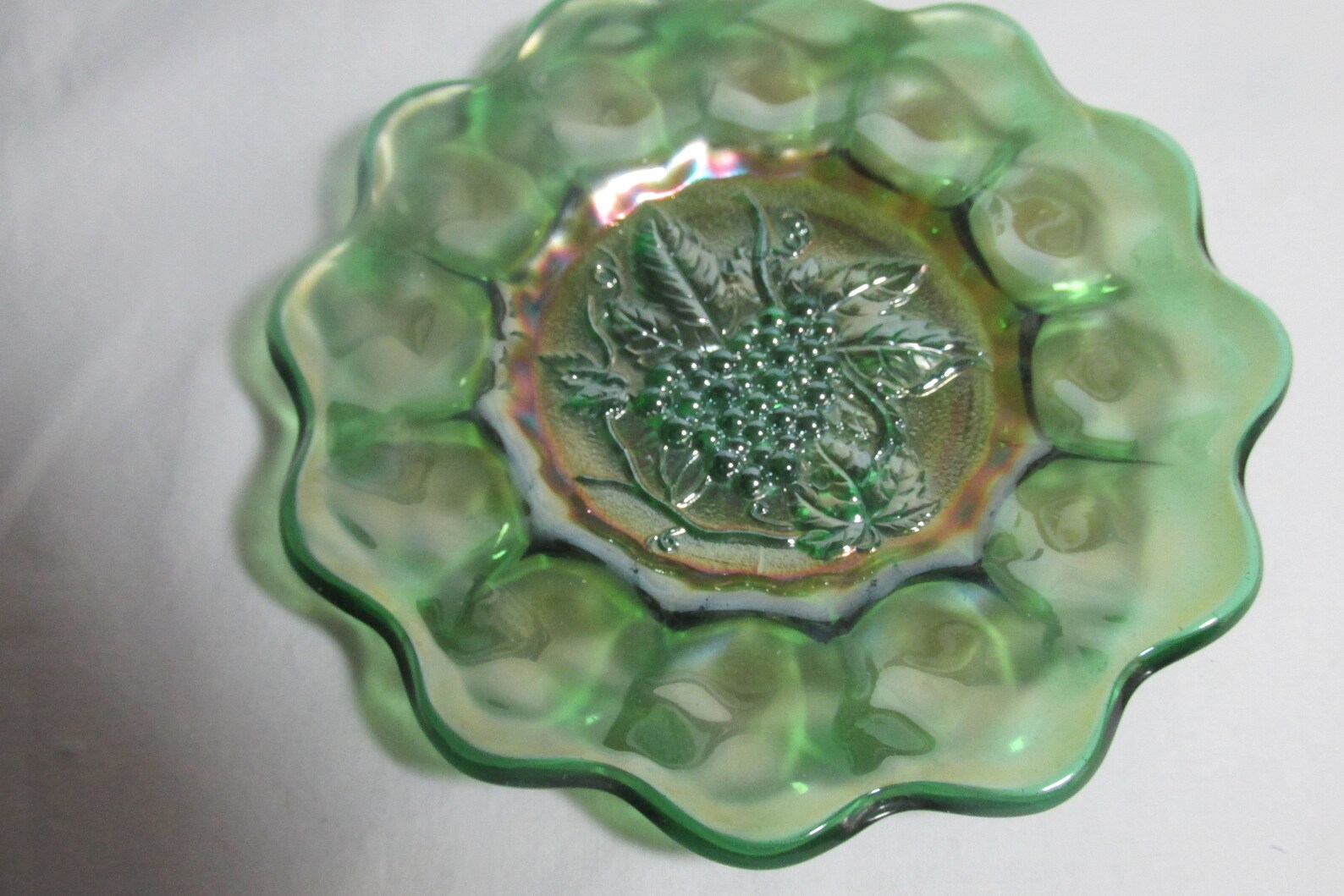 Imperial Green Iridescent Glass Plate With Grape Pattern - Etsy