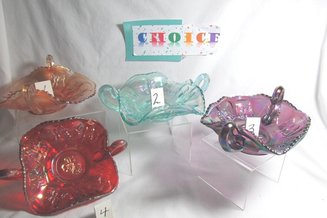Fenton Butterfly Candy Dish, Double Handle, 5.5" Wide, Choice of Color ...