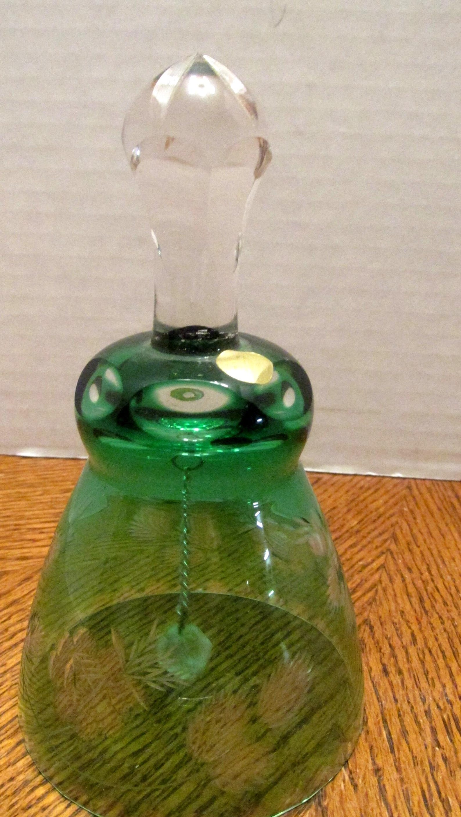 Emerald Flashing Green Bell With Etched Leaves and Flowers - Etsy