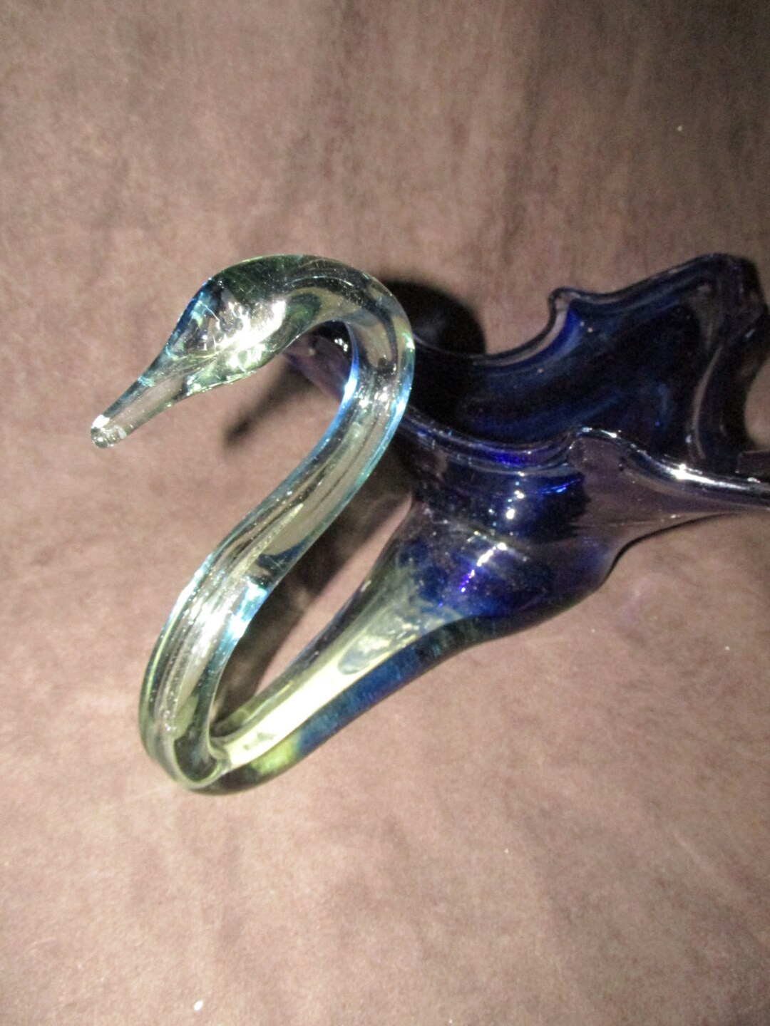 Sooner Hand Blown Cobalt Swan Glass Large Bowl Candy Dish - Etsy