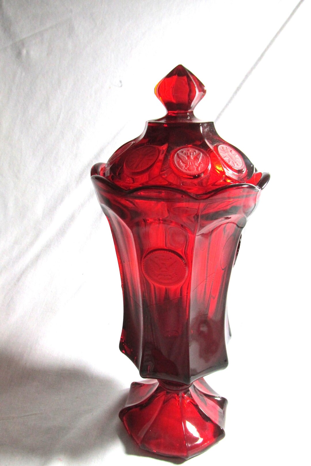 Fostoria Ruby Red Coin Apothecary Urn Candy Jar With Lid, 13 Tall - Etsy