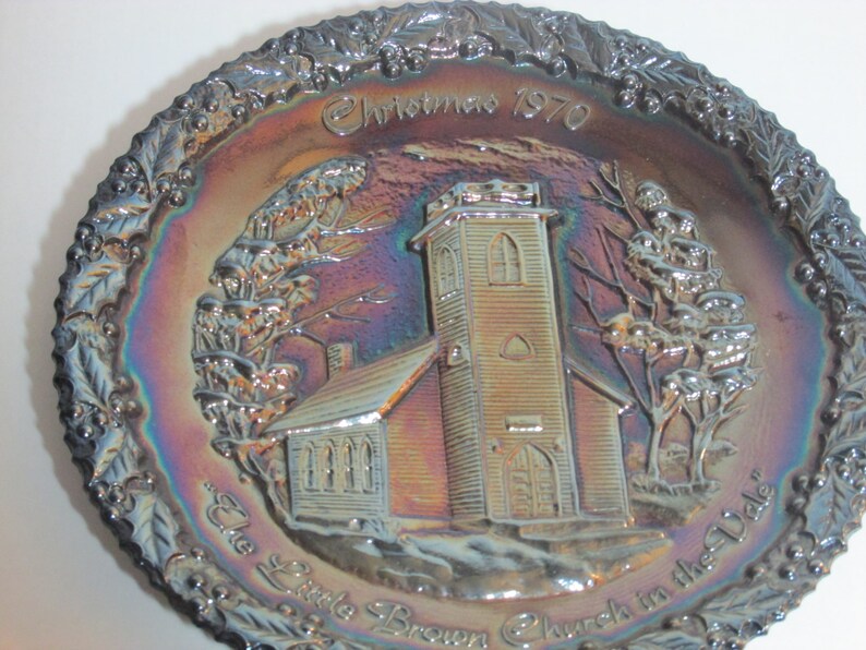 Fenton Collectors Church Plate Christmas 1970 Iridescent | Etsy