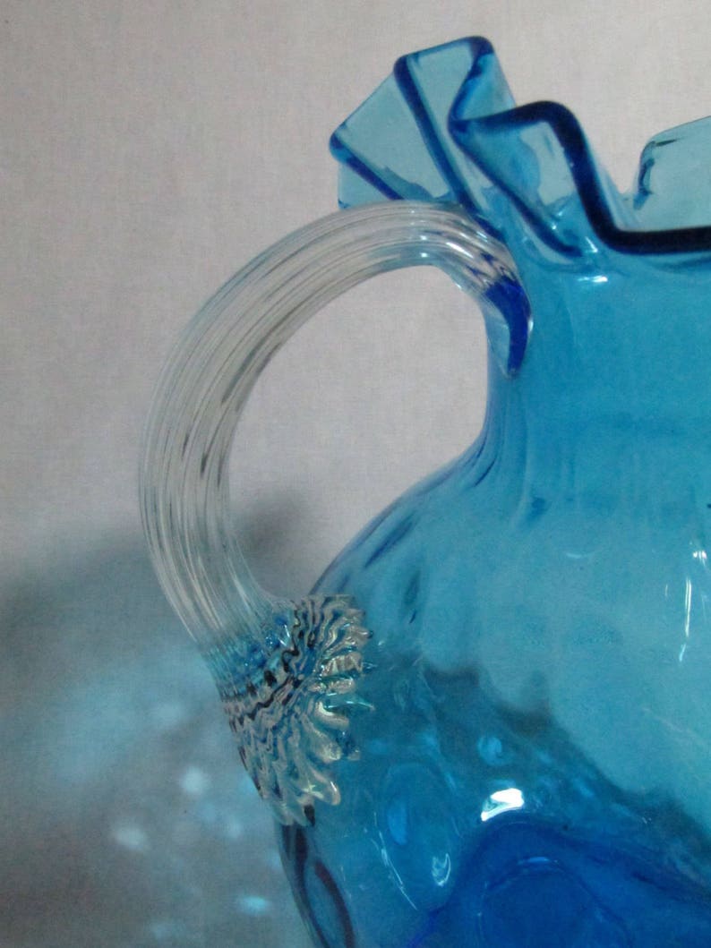 Beacon Glass Blue Inverted Coin Dot Glass Pitcher Hand Blown - Etsy