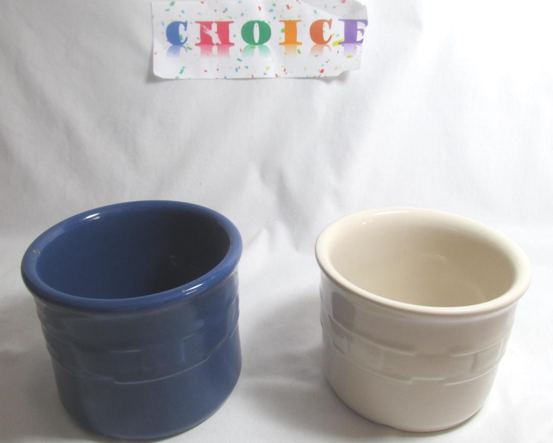 Longaberger Pottery 1 Pint Crock: Choice of 2 --- Cream or Blue - Etsy