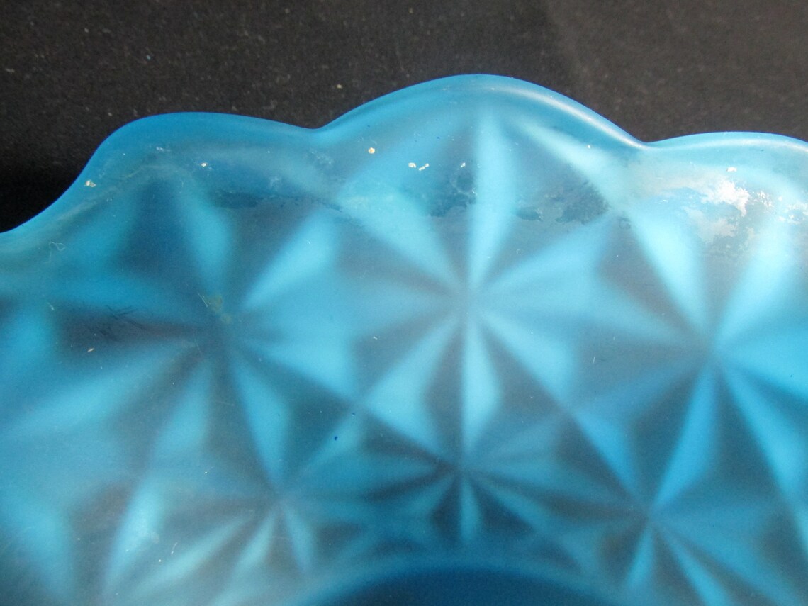 Indiana Glass Monticello Blue Basket 6 Square Scalloped | Etsy