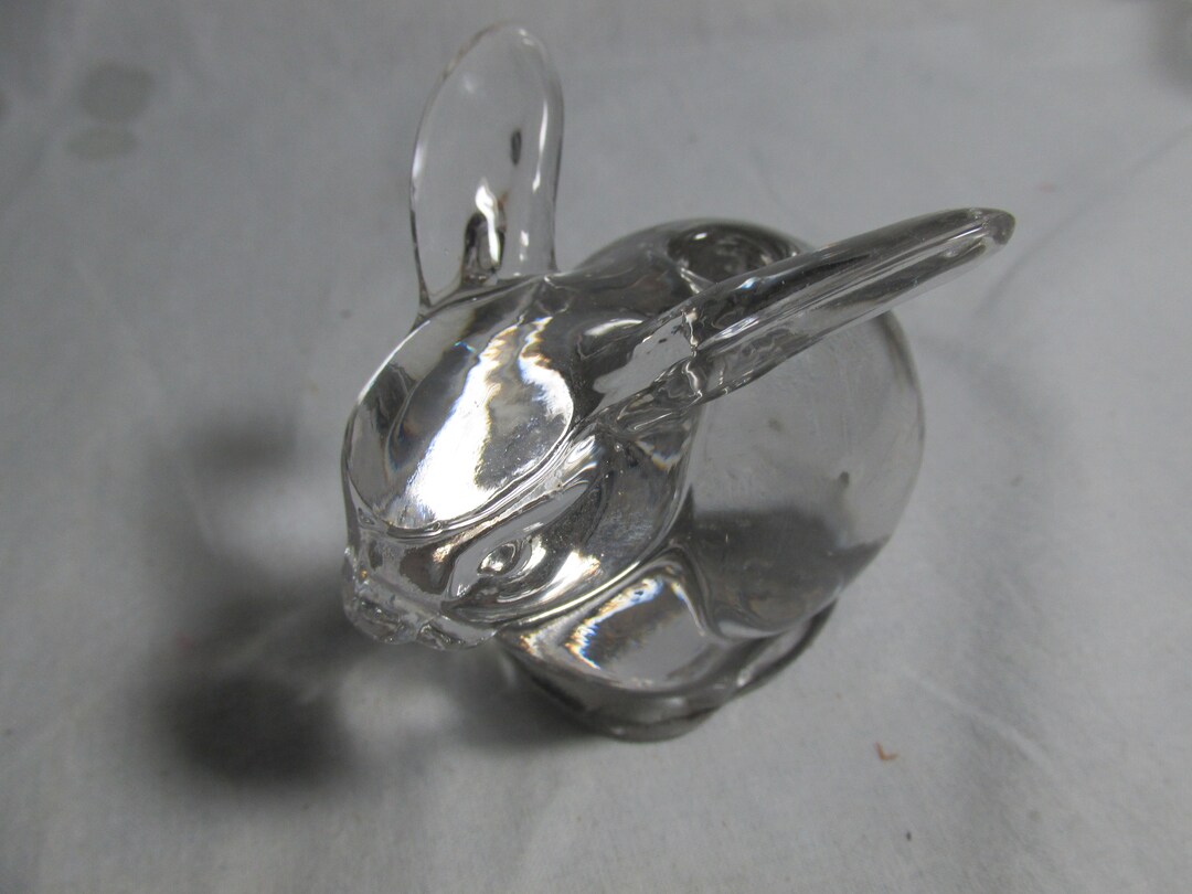 Clear Glass Rabbit Small Taper Candle Holder Paperweight - Etsy